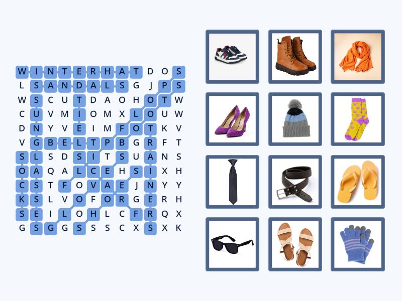 Shoes & Accessories - Wordsearch