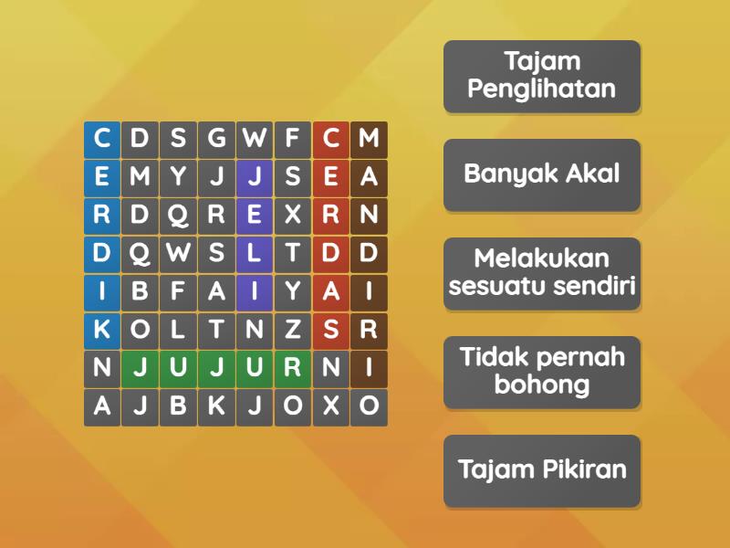 TTS BAHASA INDONESIA KATA SIFAT - Sopa de letras