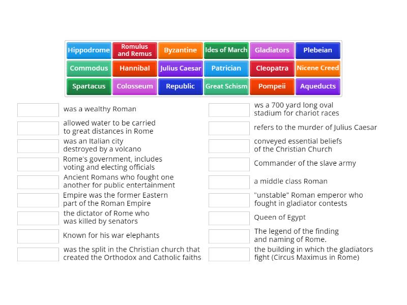 Ancient Roman Vocabulary Practice - Match up