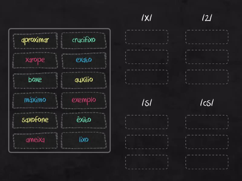 Palavras com X_todos/ Wörter mit X_alle - Group sort