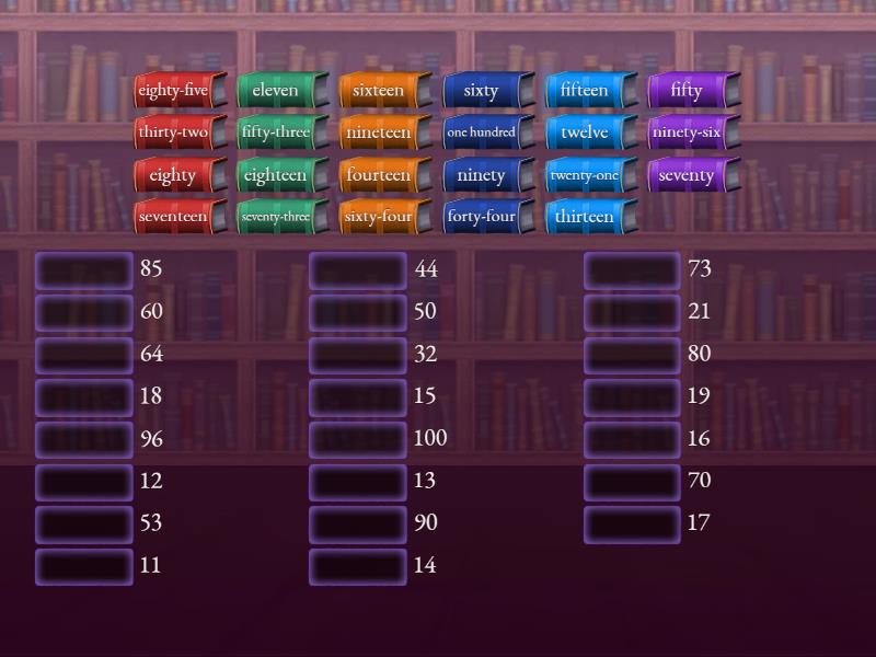 Numbers 11-100 (repetition) - Match up