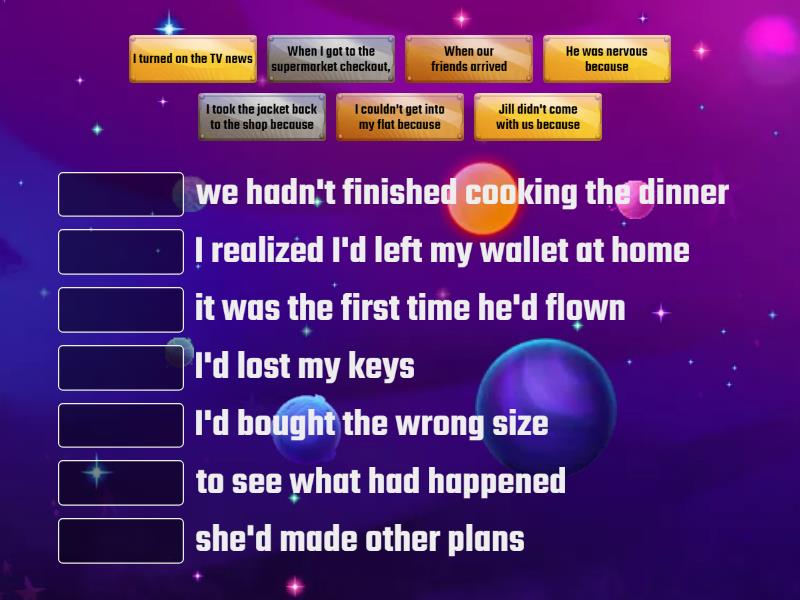 Past Perfect practice - Match up