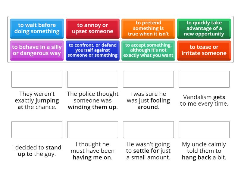Gold Experience B2+ Unit 5 Vocabulary phrases - Match up