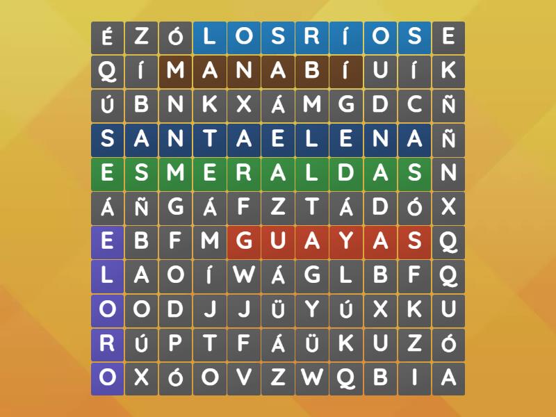 Encuentro en la sopa de letras la provincias de la Costa del Ecuador ...