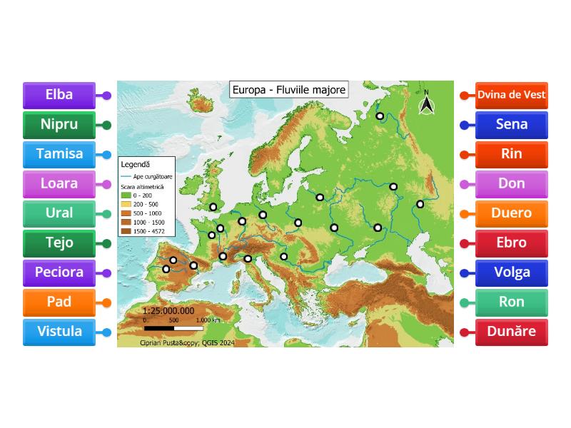 Fluviile Europei - Labelled diagram