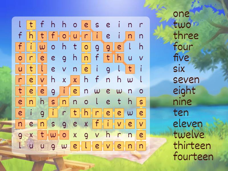 Numbers 1 - 14 - Wordsearch