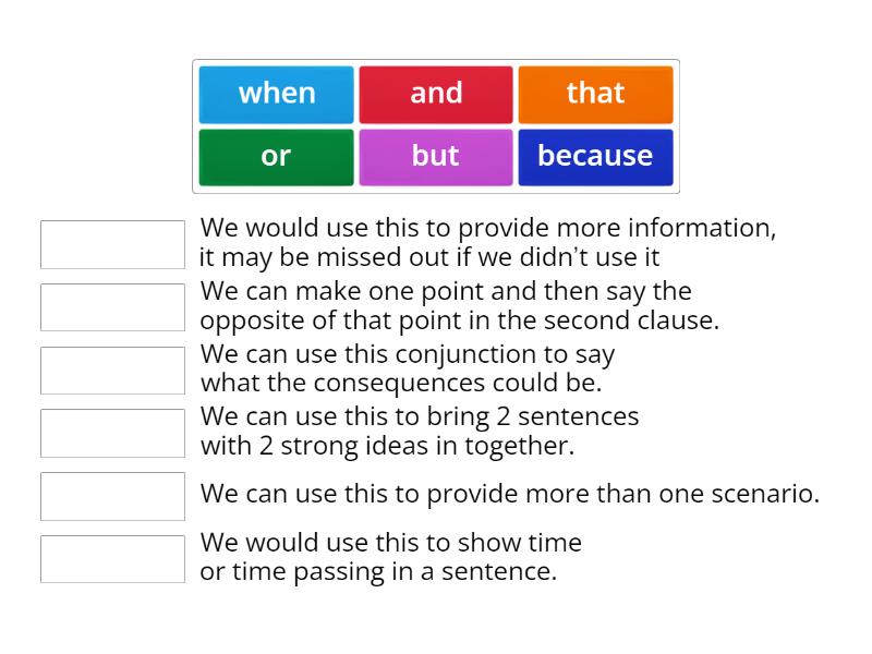Conjunction match up game - Une las parejas