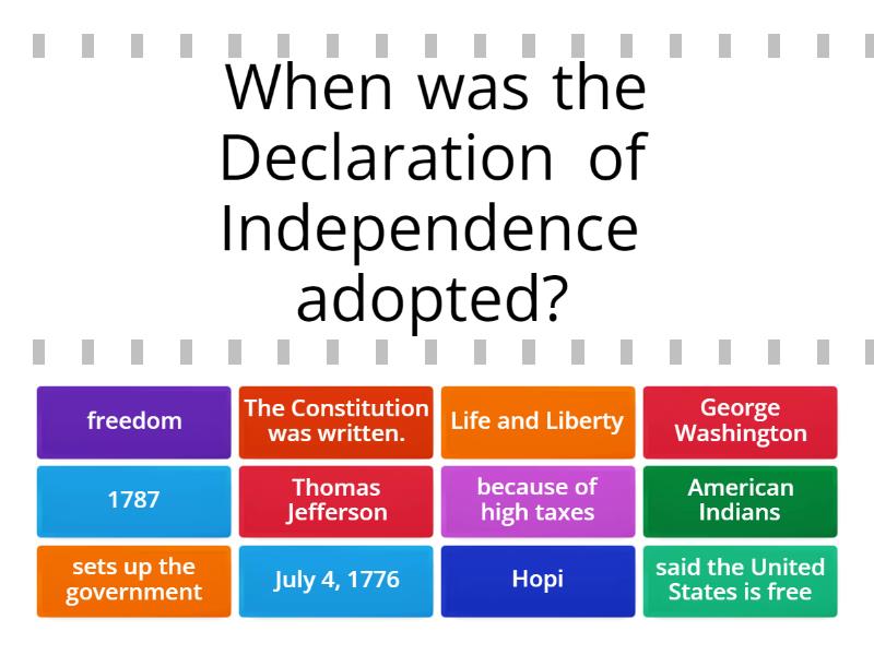 Declaration of Independence - Find the match