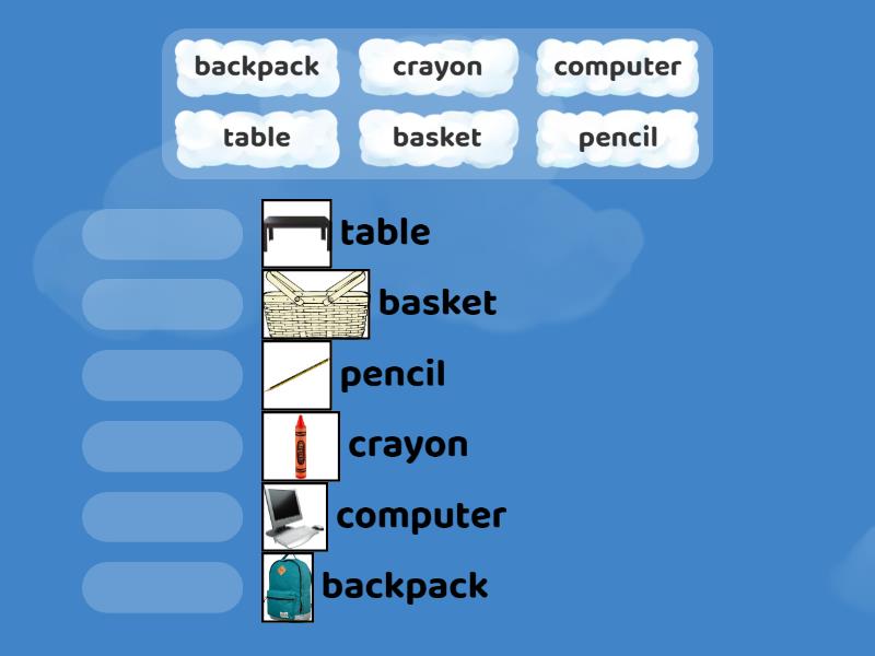 School objects matching - Match up