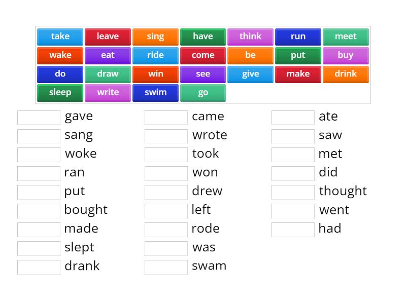 irregular verbs - Match up