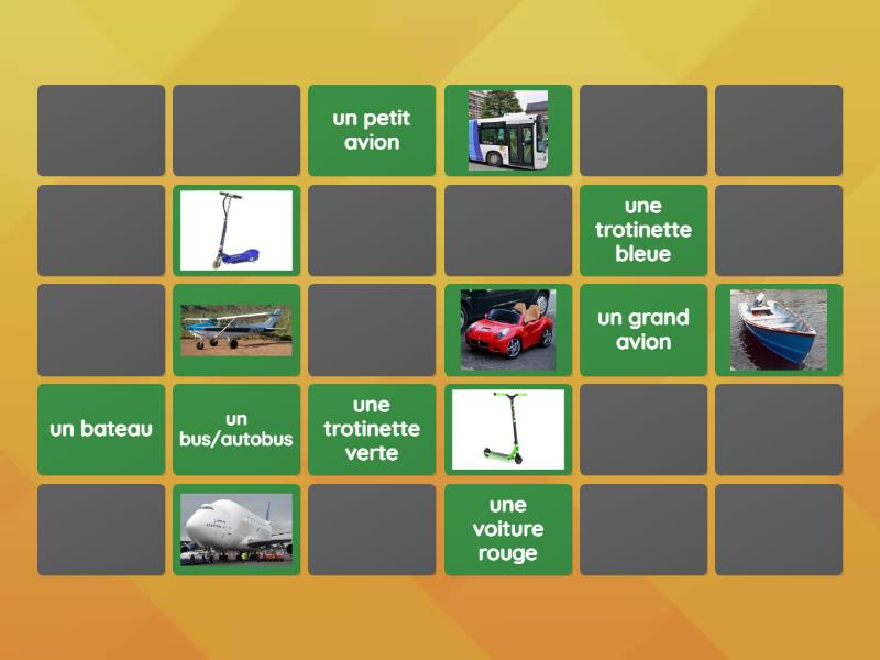 Les transports - match-up - Matching pairs