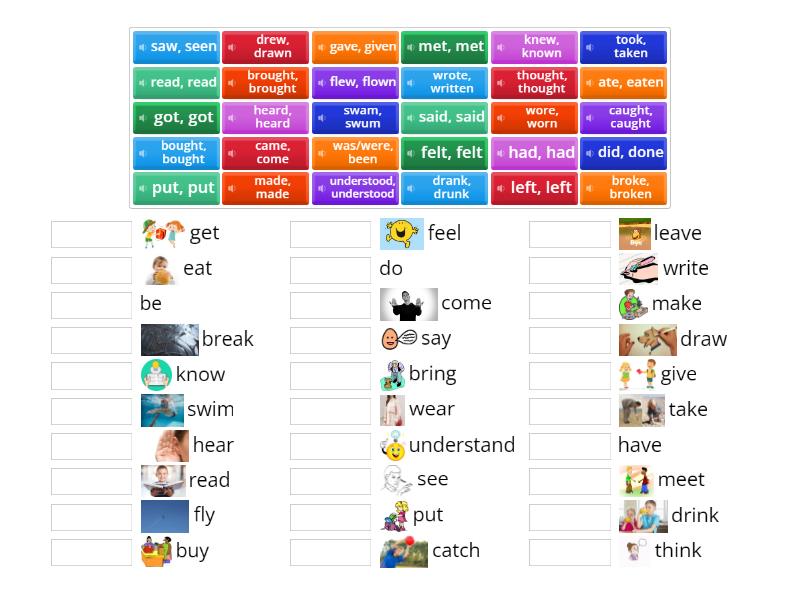 GG3 Quiz Irregular verbs 3 forms - Match up