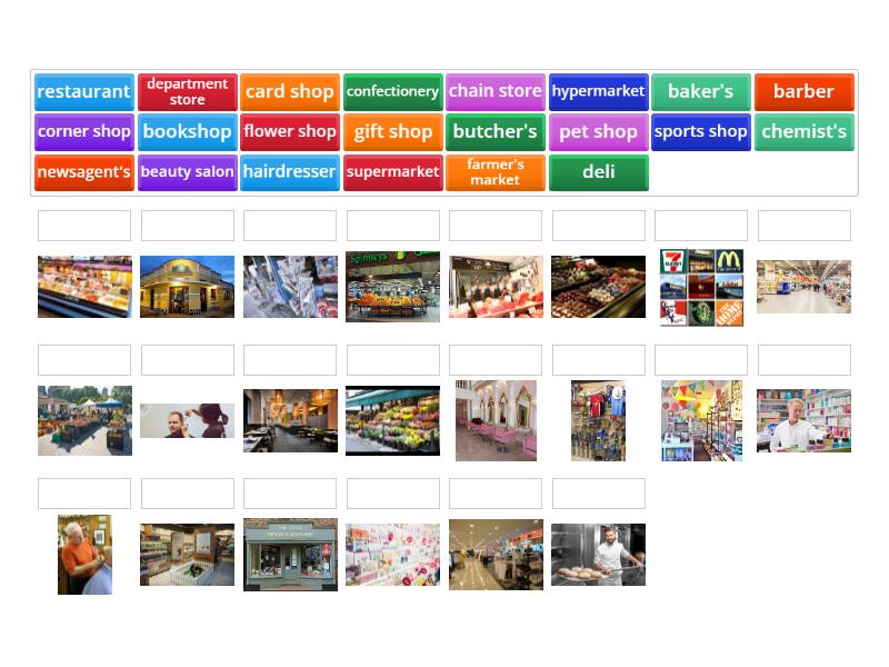 Types of shops - Match up