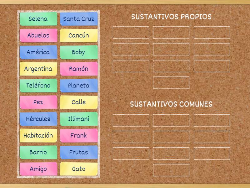 SUSTANTIVOS: Propios y comunes. - Group sort