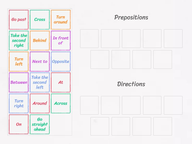 Giving Directions: Vocabulary - Group sort