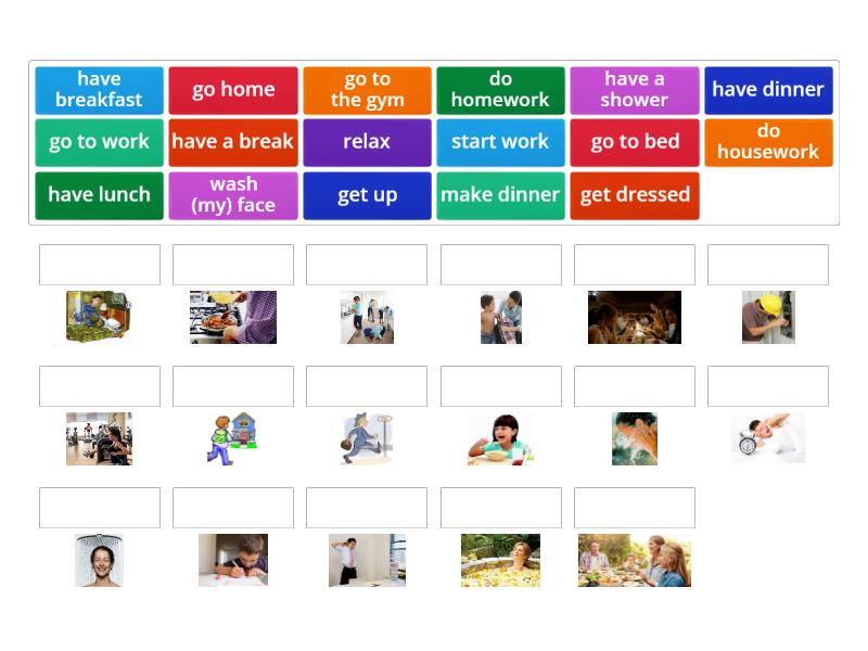 Pre-A1 WHU 12 - daily routine - Match up