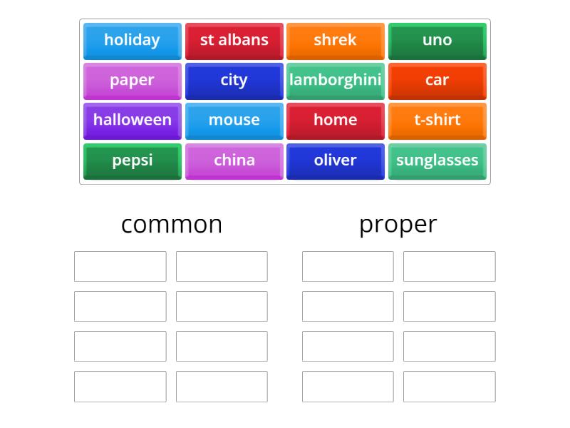 Common Noun or Proper Noun - Group sort