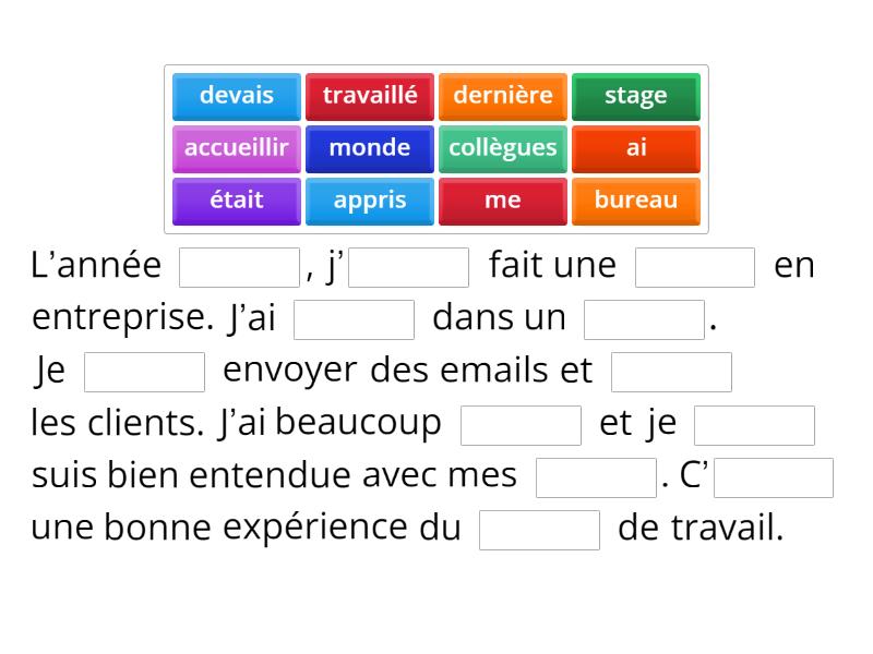 N5 French Bullet Point 4 Practise - Complete the sentence