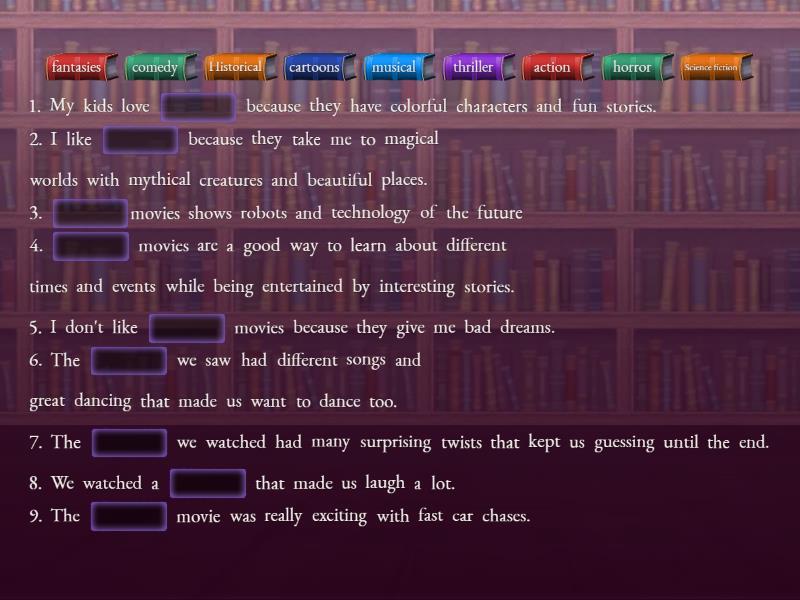 TD3 U5 movie genres (ex. 1) - Missing word