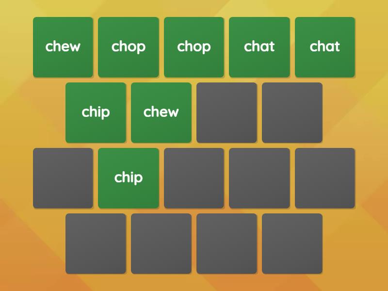 Spelling List - Consonant Digraph ch - Matching pairs