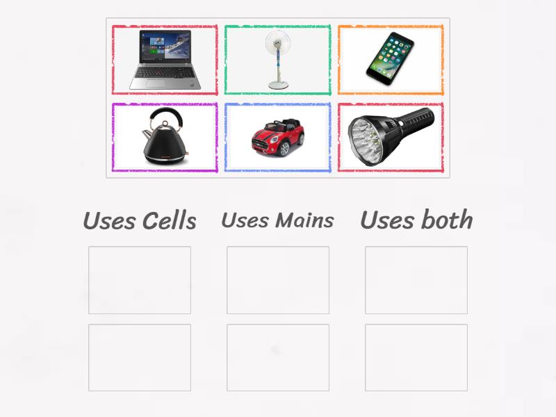 Electricity - group these electrical appliances use cells or mains ...