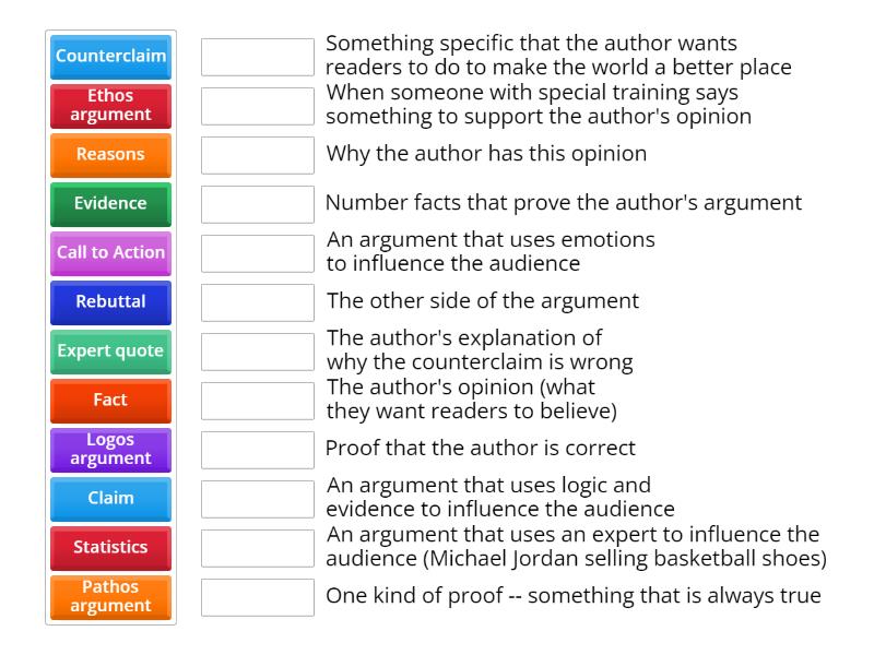 Argument Vocabulary - Match up