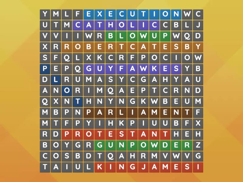The Gunpowder Plot - Wordsearch