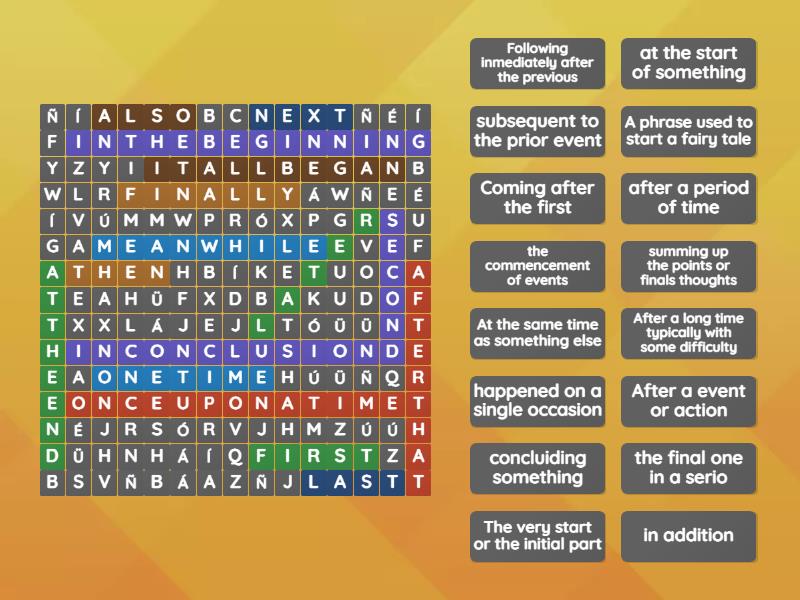 Time Connectors - Wordsearch