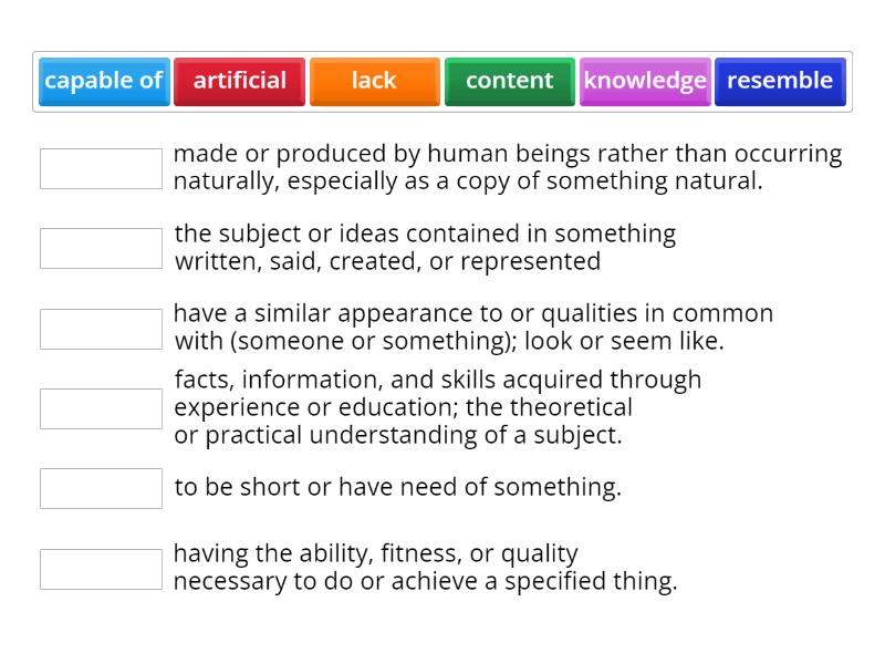 match the word with their meaning - Match up