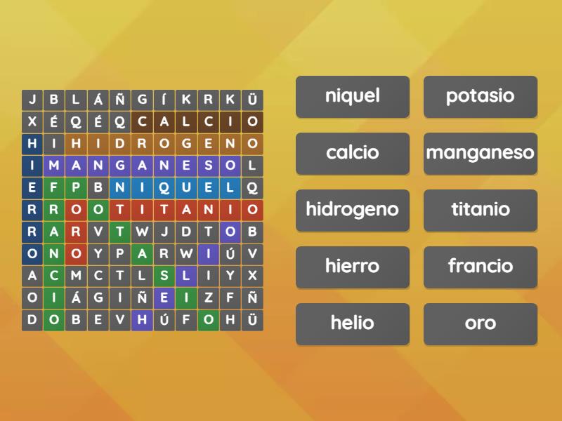 sopa de letras tabla periodica - Wordsearch