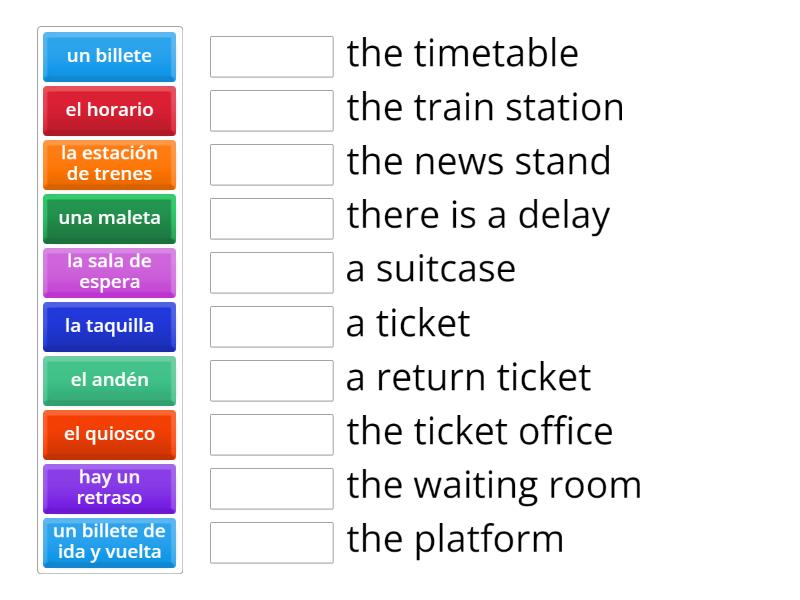 Y10 Spanish - Train station initial vocabulary - Match up