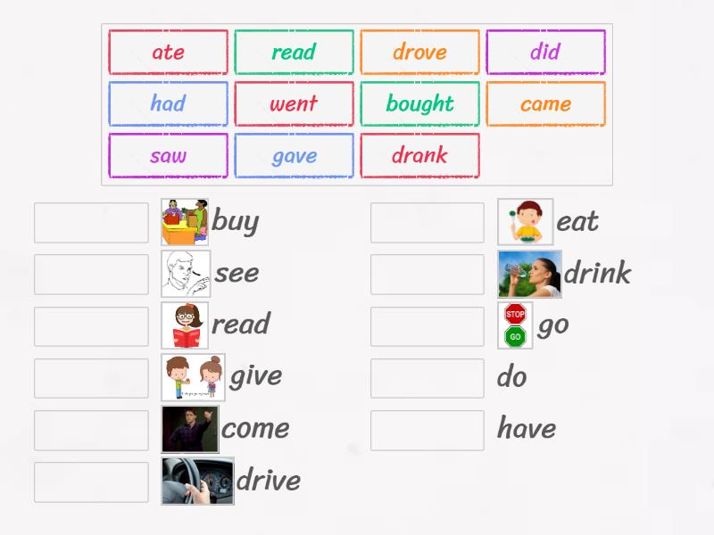 Irregular verbs matching game - Match up