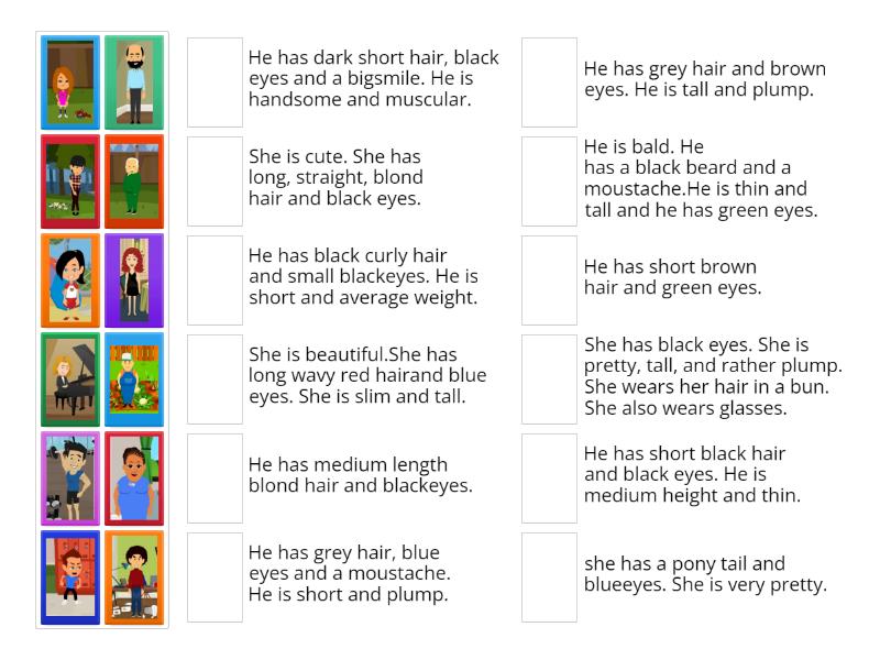 What does he/she look like? - Match up