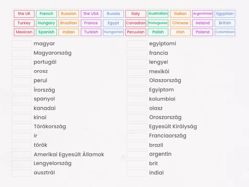 MODULE 1C (countries & nationalities) - matching - Match up