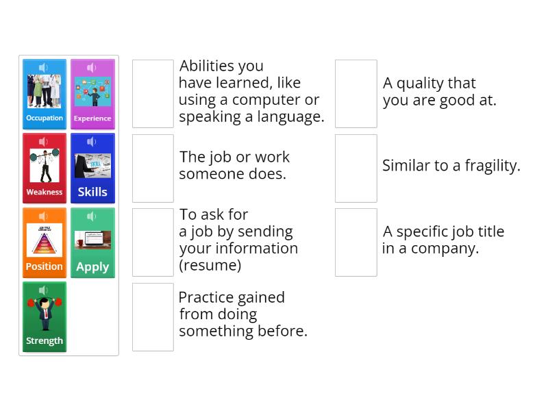 Job Interview Vocabulary - Part 1 - Elias' Class - Match up