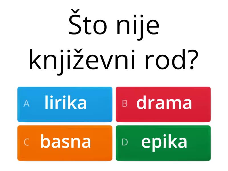 KNJIŽEVNI RODOVI - Kviz