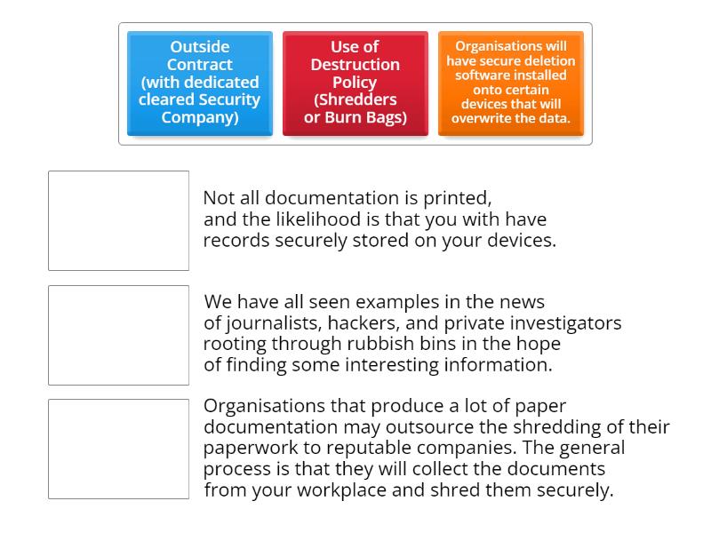 Data Disposal - Information Management - Match up
