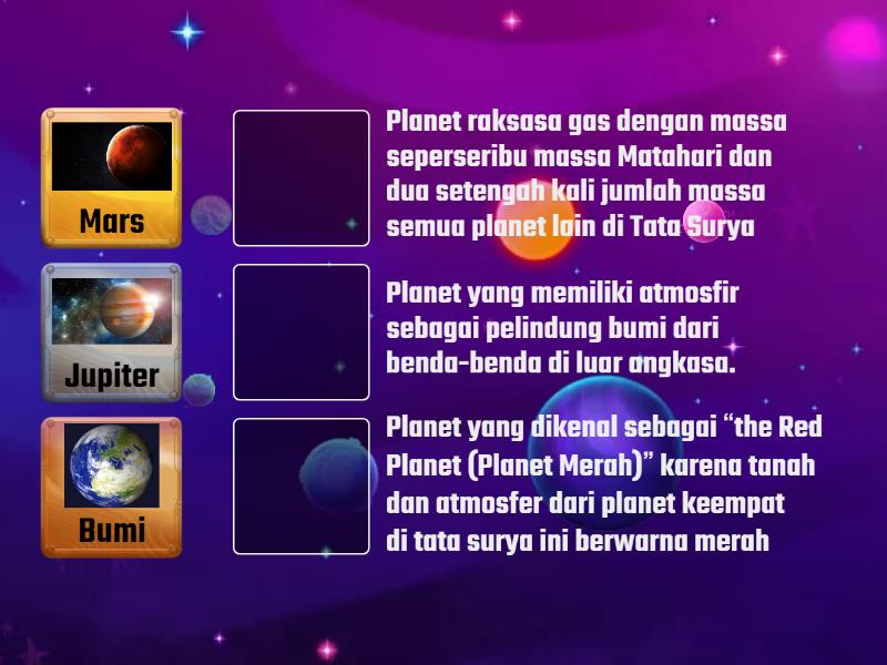 Soal Ipas Mengenal Planet - Match up