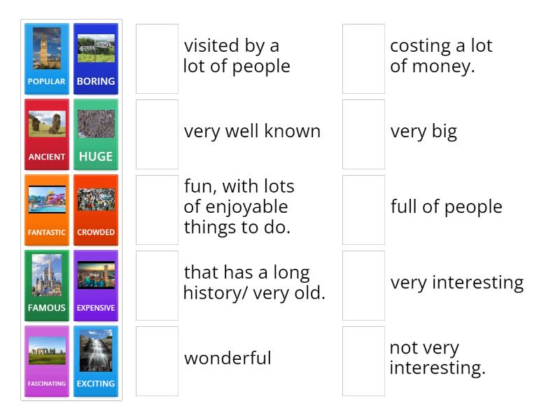 Adjectives to describe places. - Match up