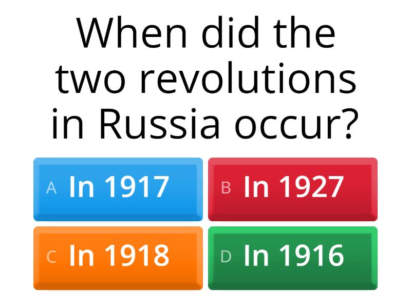 First Part History Russian Revolution - Quiz