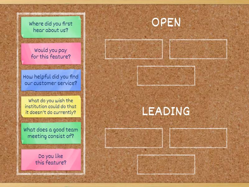 Game - Leading Questions vs. Open Questions - Ordenar por grupo