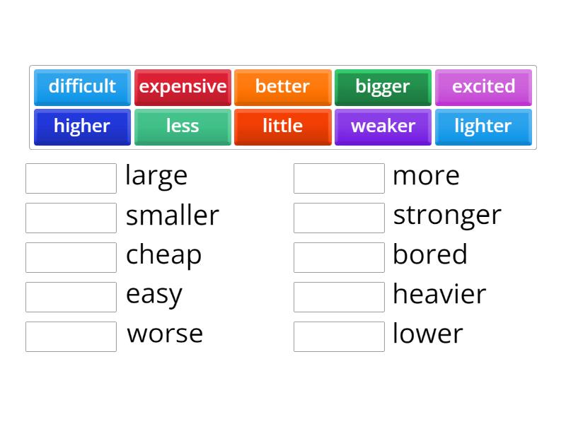 Comparative Adjectives - Match up