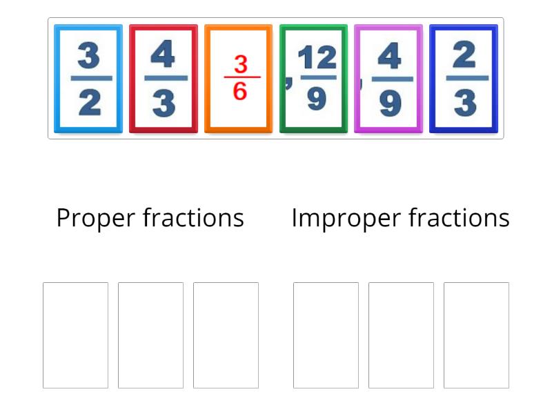 Proper and improper fractions - Group sort