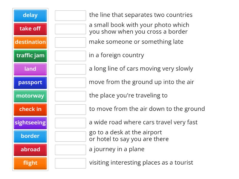 GE B1 Unit 7 - travel vocab - Match up