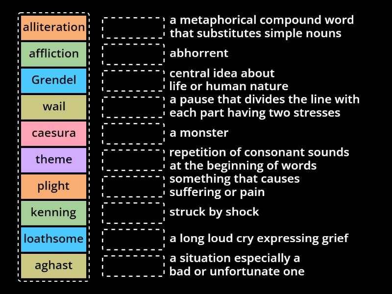 Beowulf- Vocabulary - Match up