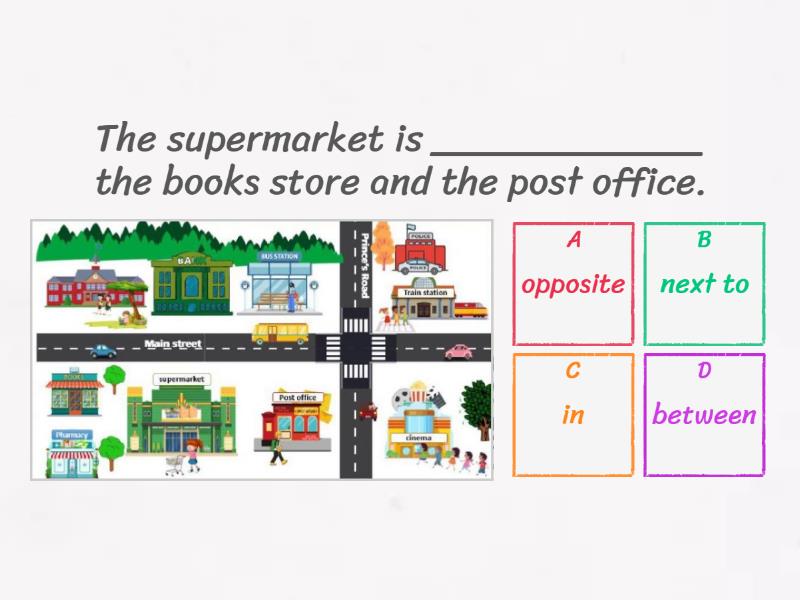A1. Prepositions of place: Places in the city - Quiz