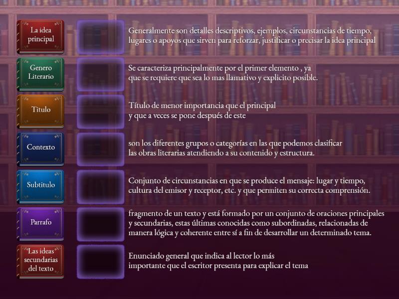 Juego De Elementos Textuales - Match up