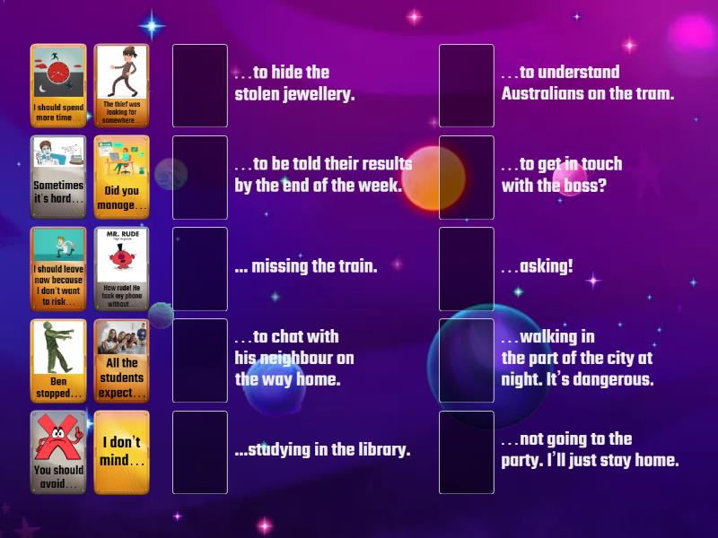 EAP5A Gerund vs Infinitive Sentence Matching - Match up