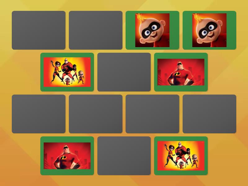 THE INCREDIBLES - MEMORY GAME - Matching pairs