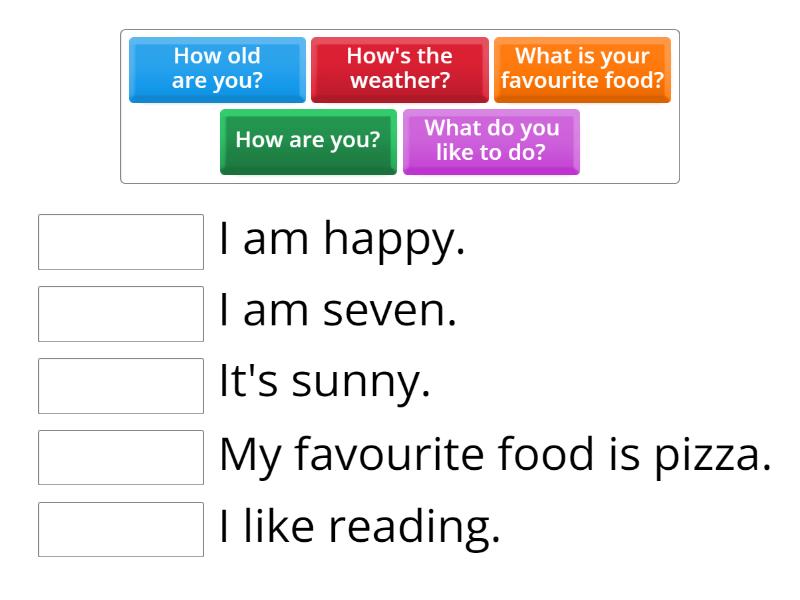 pre-A1 questions - Match up